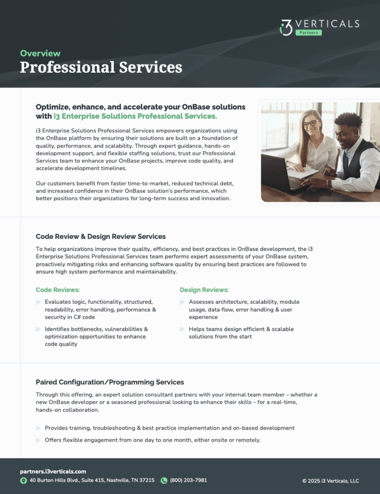 Overview: Professional Services - i3 Verticals Partners